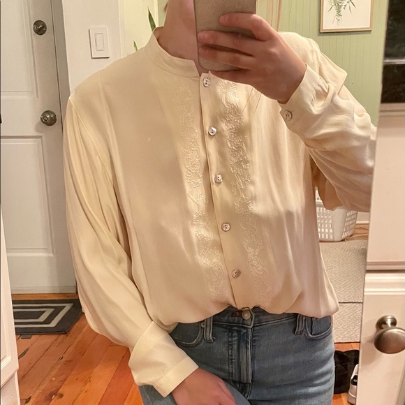 august silk | Tops | Vintage Cream Colored Silk Blouse | Poshmark